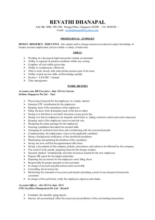 REVATHI DHANAPAL 191015 | DOCX | Business Accounting & Finance | Business