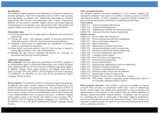 M.Sc Advanced Chemical Engineering Brochure | PDF