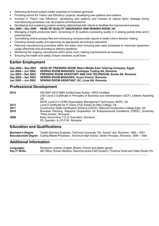 R Panfil Textile Professional | DOC | Manufacturing Industry | Industries