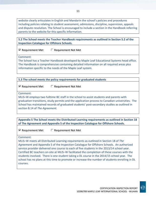 Certification Inspection Report MLIS-W | PDF