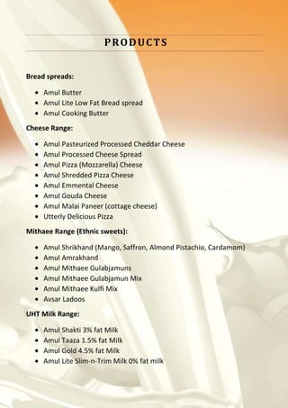 analysis on amul products | DOCX