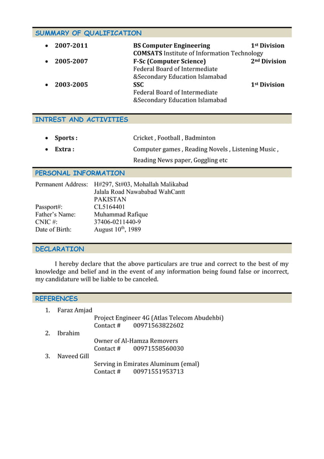Latest Cv Mohammad Shakeel | PDF