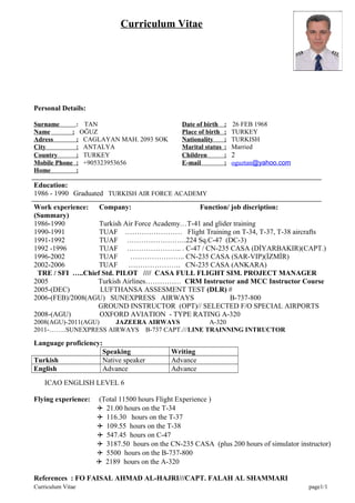 CV OGUZ TAN | DOC | Air Travel | Travel Type