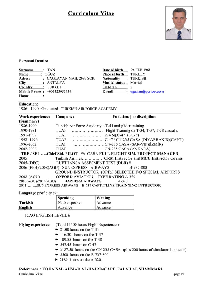 CV OGUZ TAN | DOC | Air Travel | Travel Type