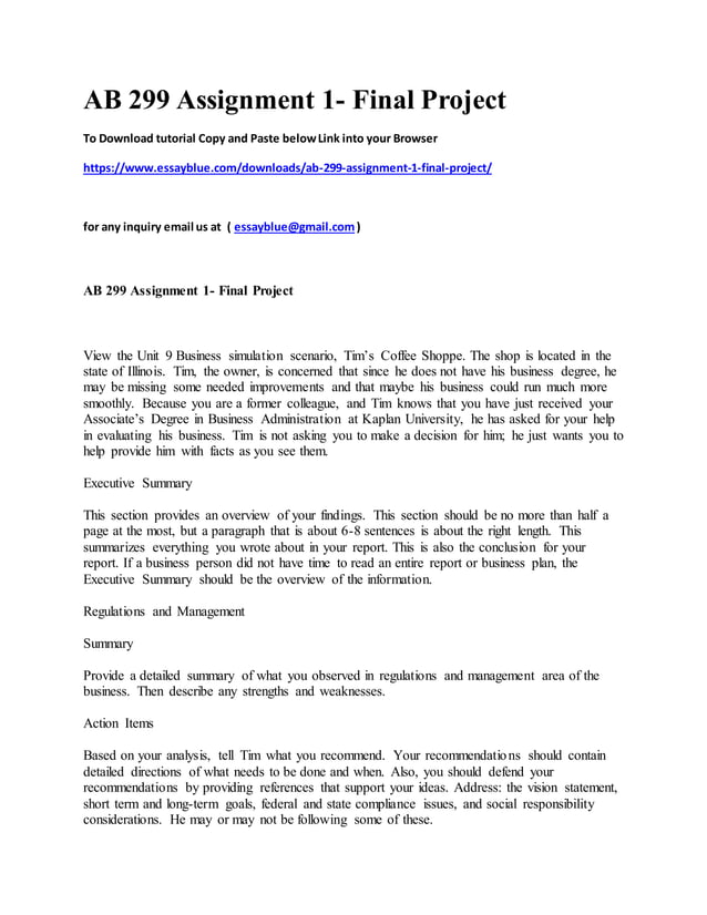 Ab 299 assignment 1 | DOCX