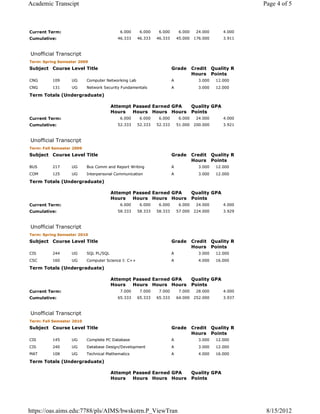 John-Chatman-Unofficial-Transcripts | PDF | Undergraduate Education | College Education