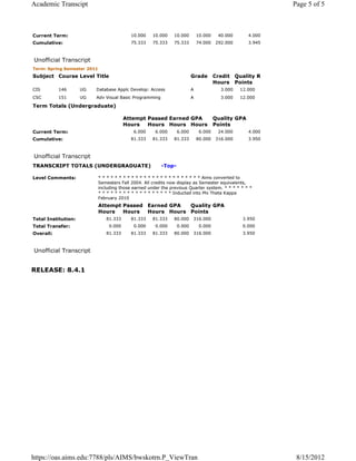 John-Chatman-Unofficial-Transcripts | PDF | Undergraduate Education | College Education