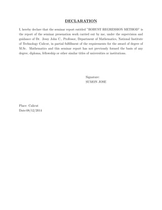 Seminar- Robust Regression Methods | PDF