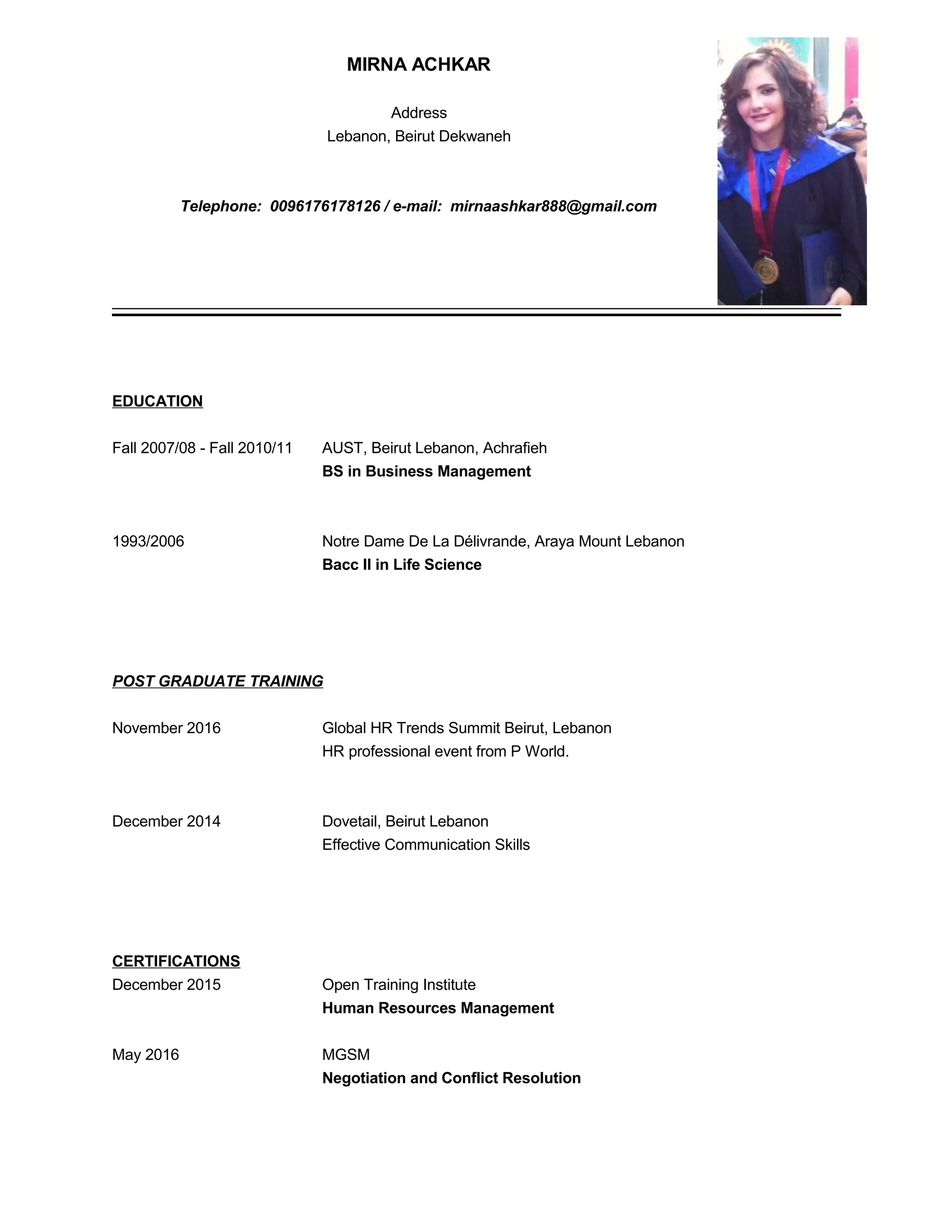 Mirna Achkar CV | DOC
