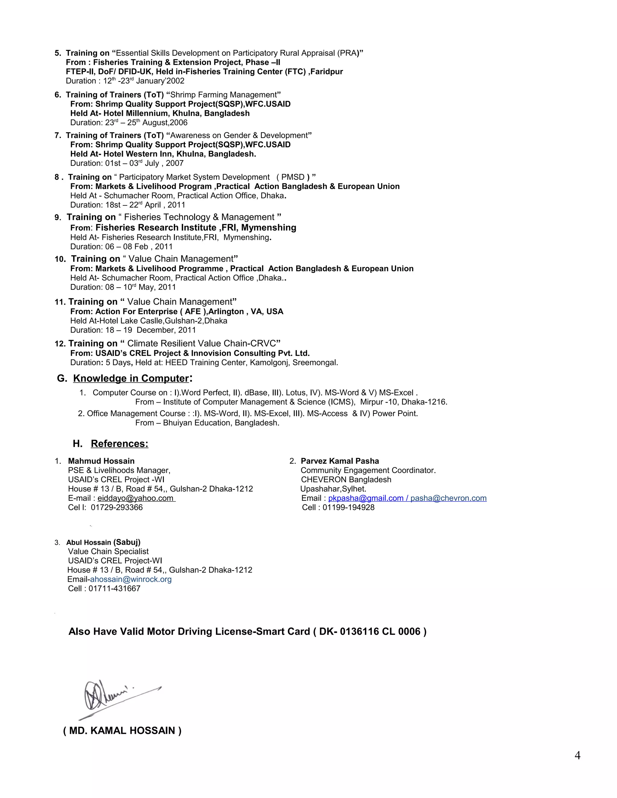 CV-1. Md.Kamal Hossain. | PDF