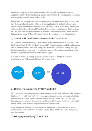 UFT- New features and comparison with QTP | PDF