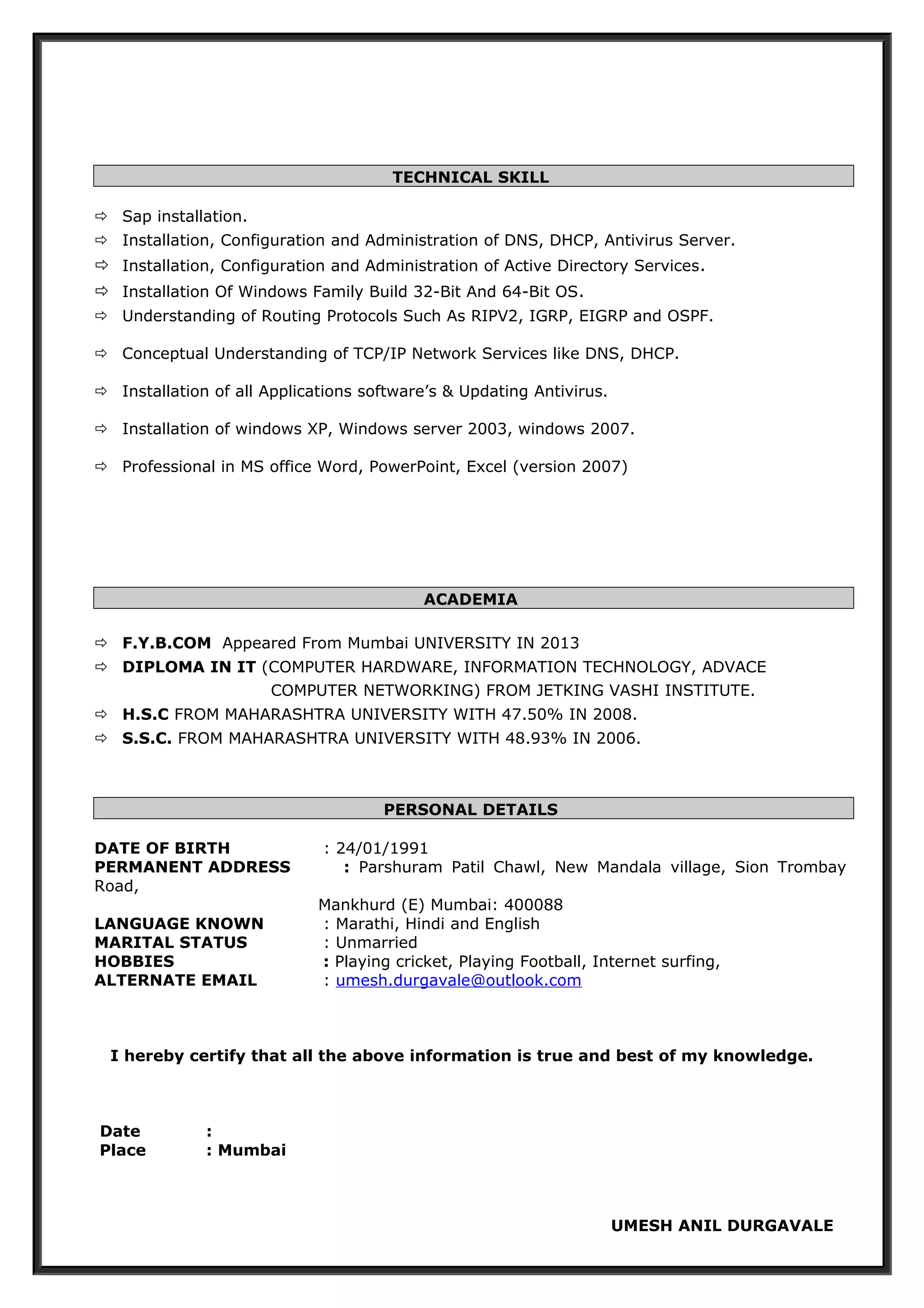 Umesh Resume | PDF