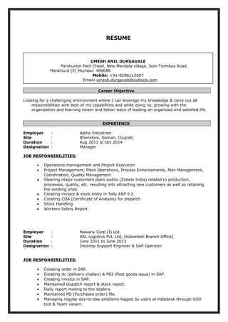 Umesh Resume | PDF