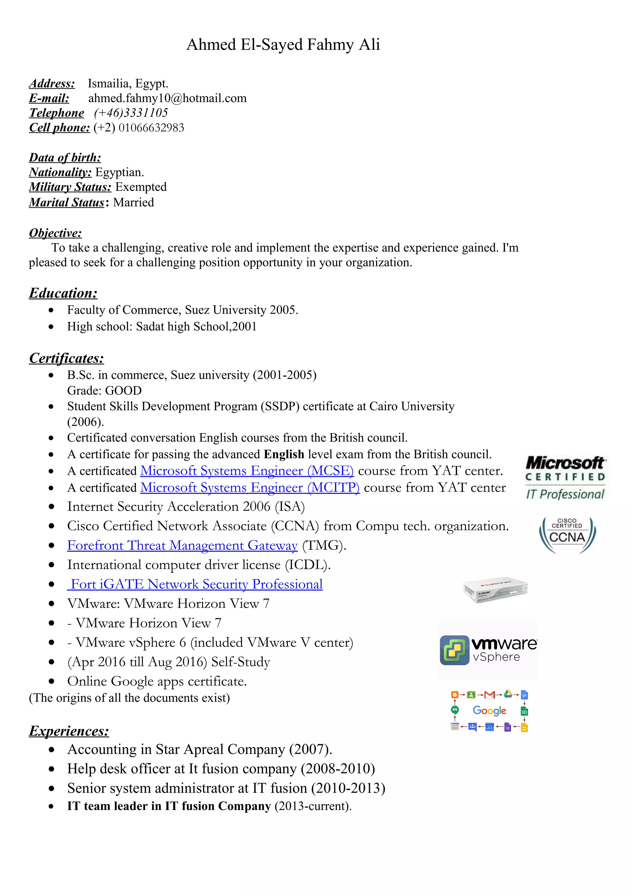 Ahmed fahmy cv | PDF