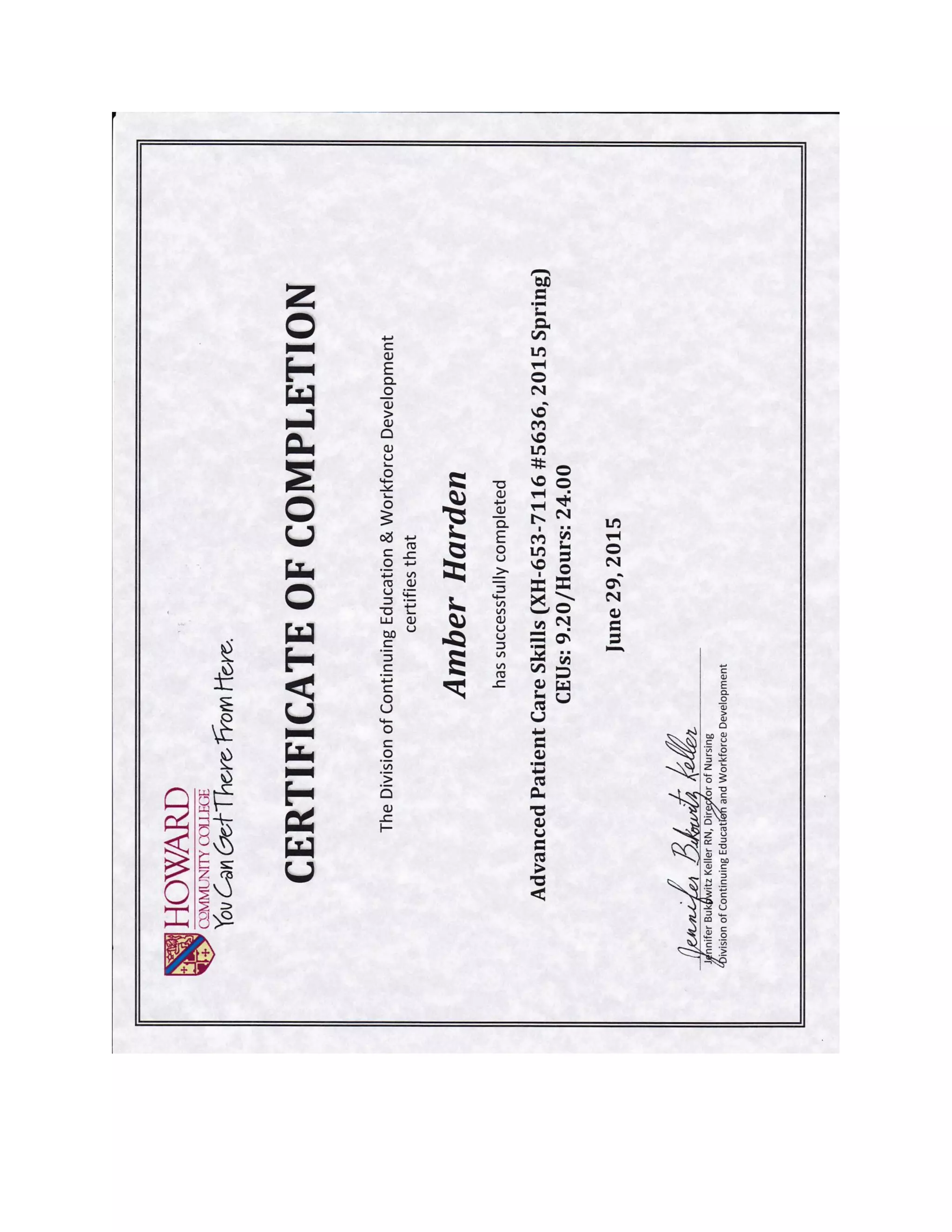 Amber Harden's PCT Certificate | PDF