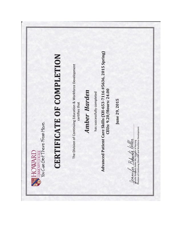 Amber Harden's PCT Certificate | PDF