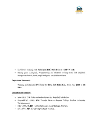 SFDC 3.0 RESUME | DOC | Web Development | Internet
