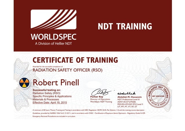 Rob Pinell - RSO Certificate WorldSpec | PPT