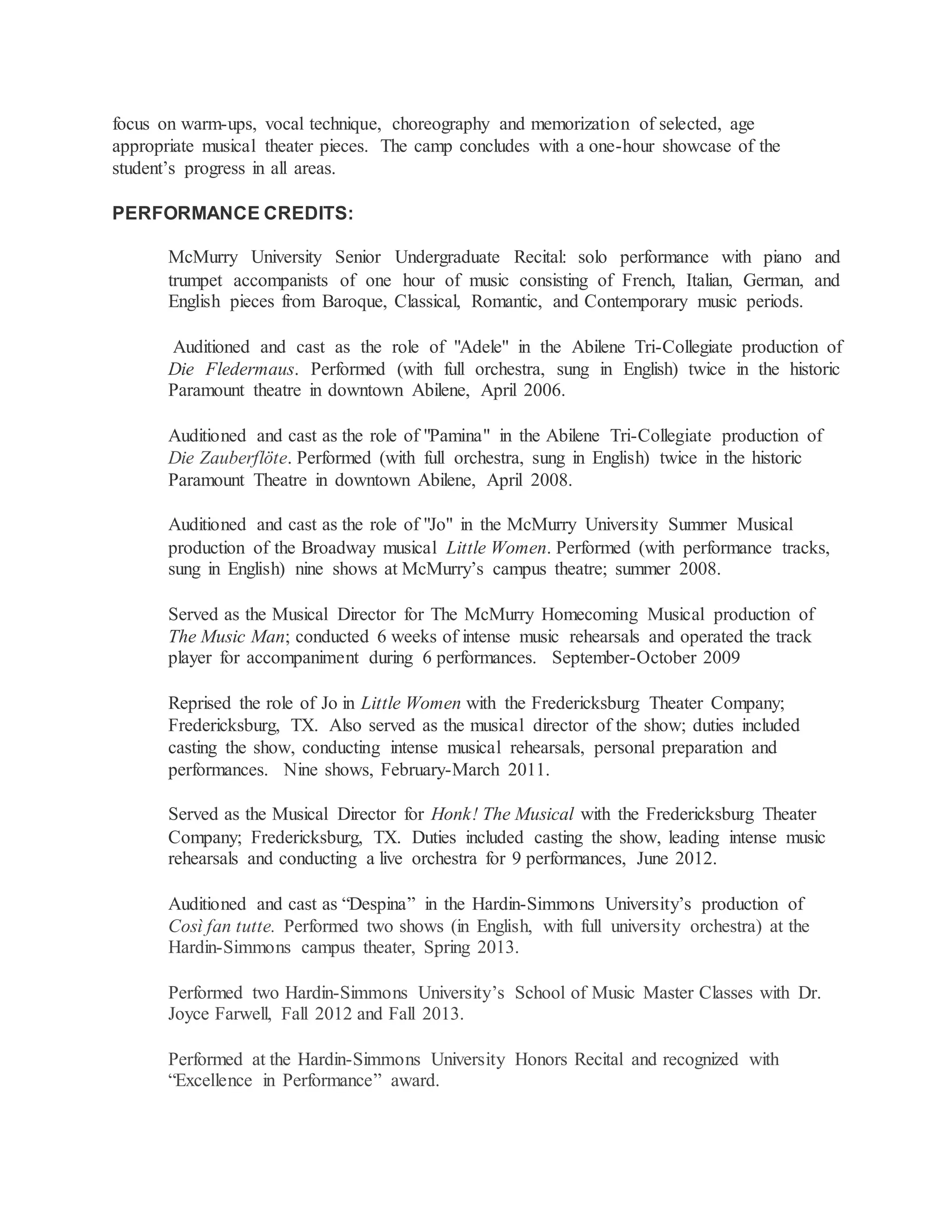 employment and performance resume | PDF