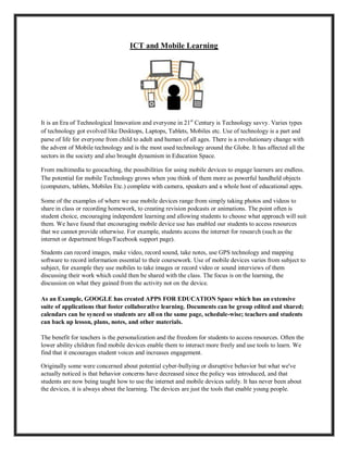 ICT and Mobile Learning | PDF
