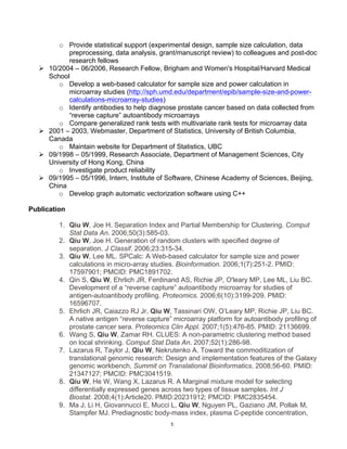 Qiu_CV_Feb12_2017 | PDF | Genetics | Science