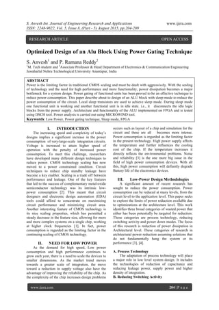 Optimized Design of an Alu Block Using Power Gating Technique | PDF | Internet of Things | Internet