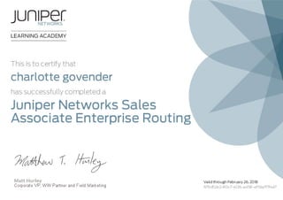 Juniper Network Sales Associate Enterprise Routing | PPT
