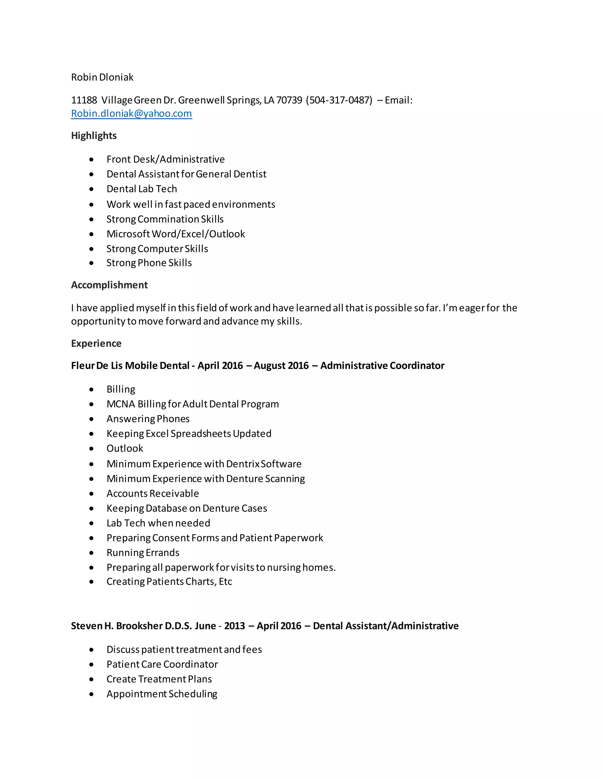 Robin Dloniak Resume | DOCX