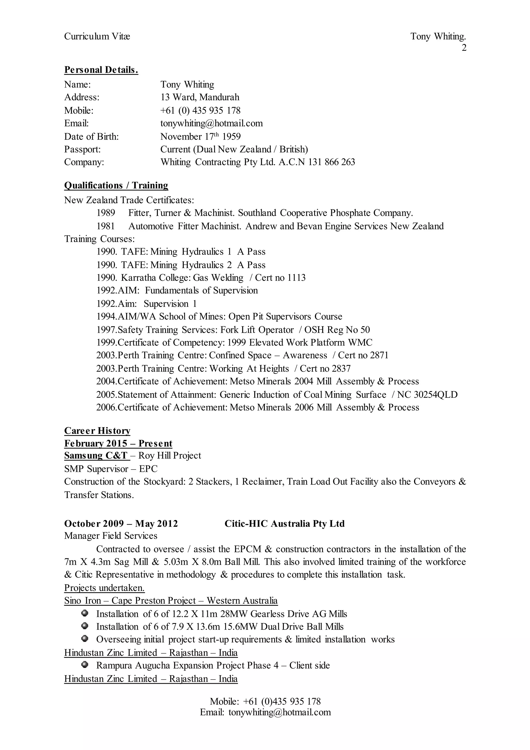 Tony Whiting-CVCVFourPages | PDF