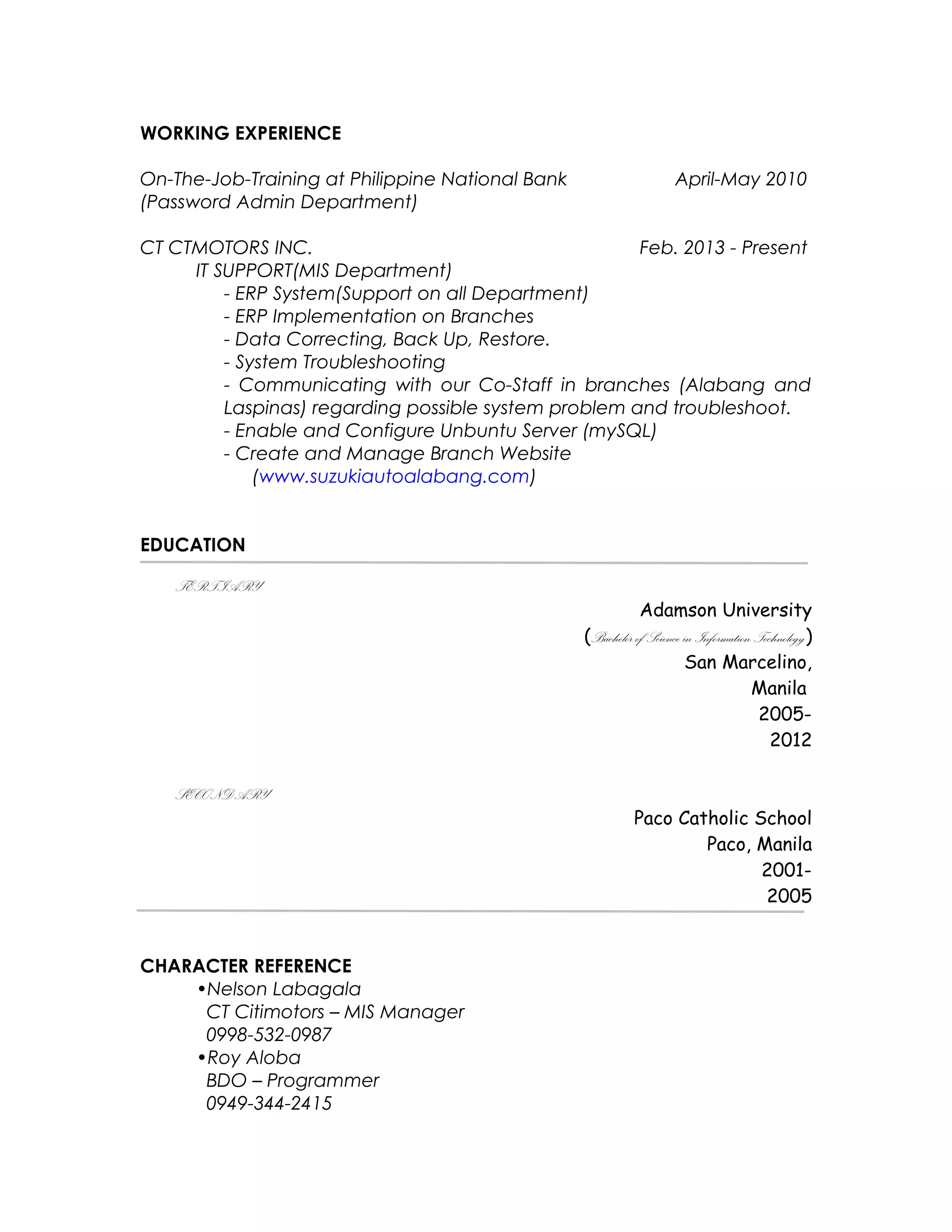 John Arran Misola Resume | PDF