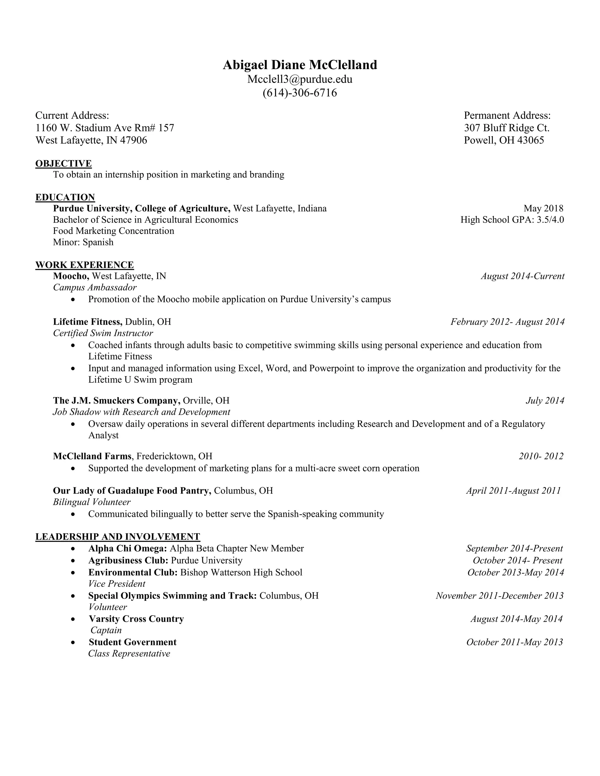 Abigael Diane McClelland Resume | DOCX
