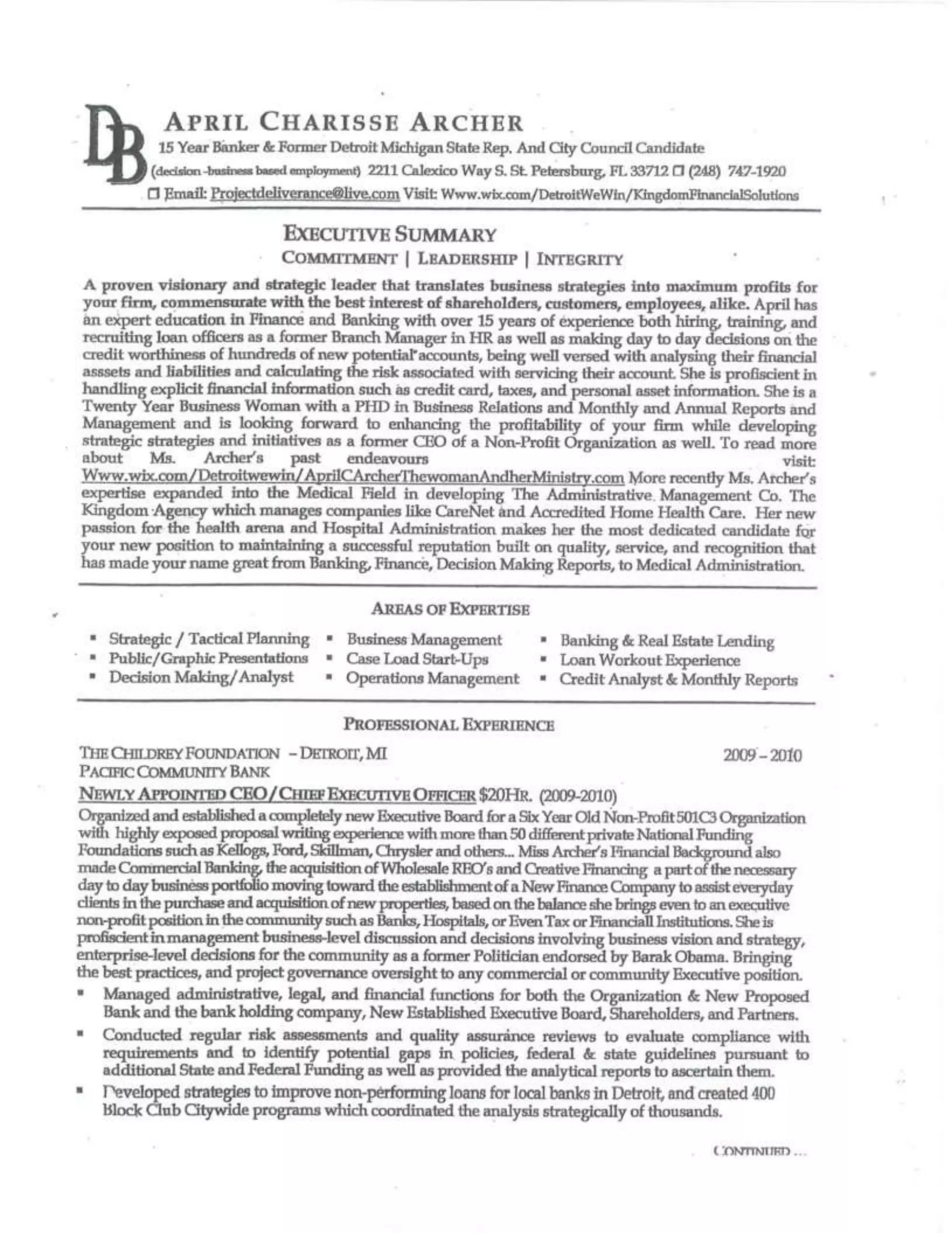 Archer's Resume pkg001 | DOCX