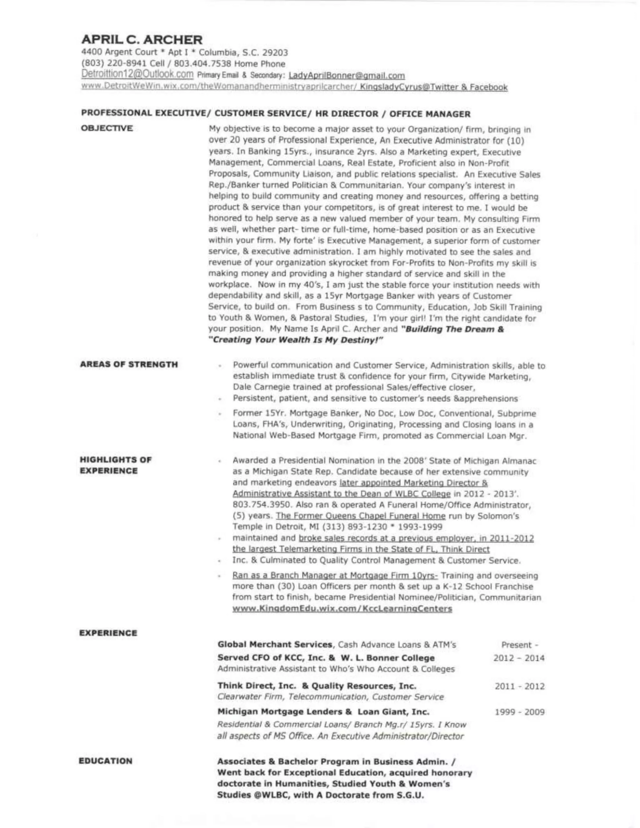 Archer's Resume pkg001 | DOCX