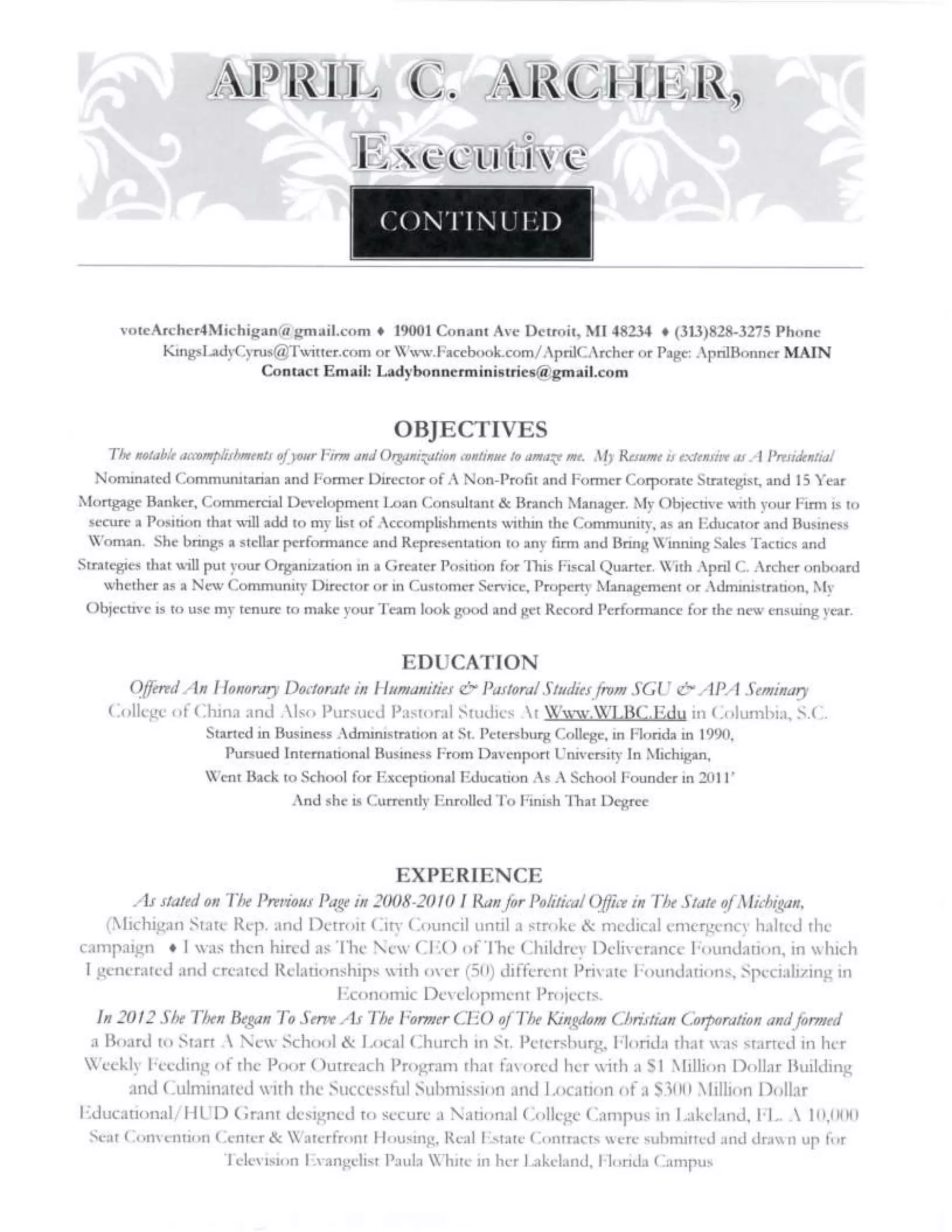 Archer's Resume pkg001 | DOCX