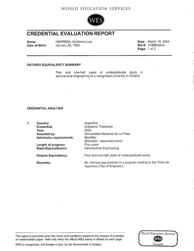 WES Transcript | PDF