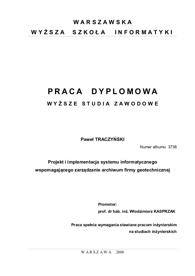 Paweł Traczyński - praca dyplomowa