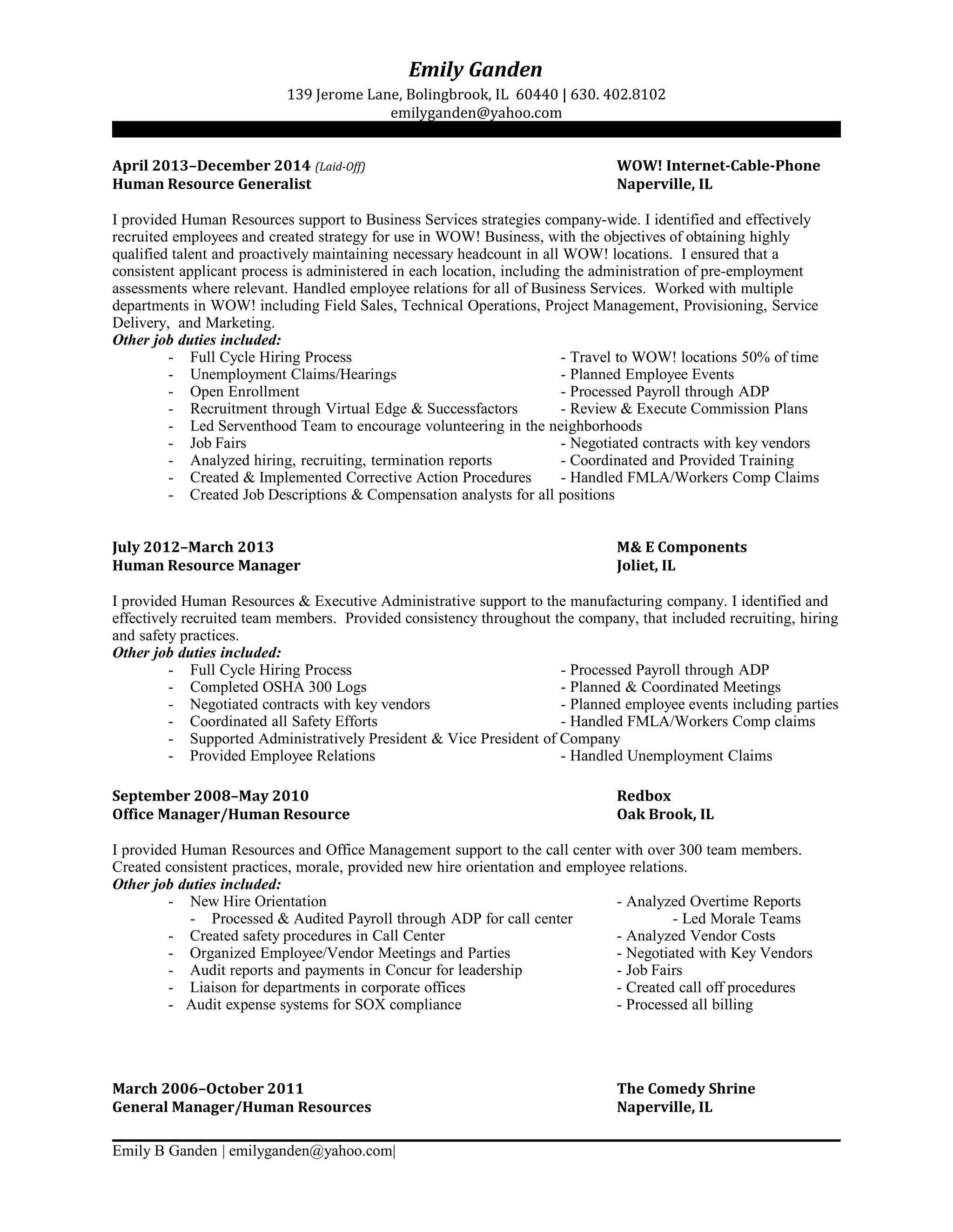 Emily Resume 2014 | DOC