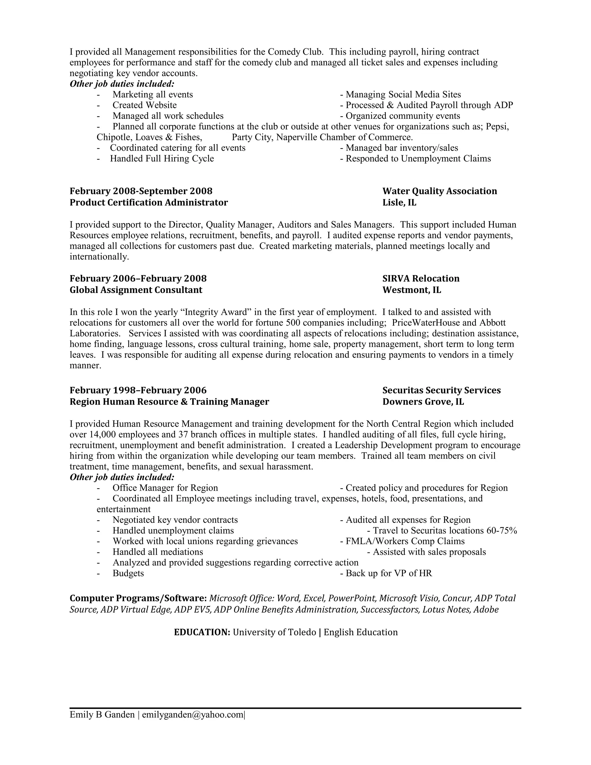 Emily Resume 2014 | DOC