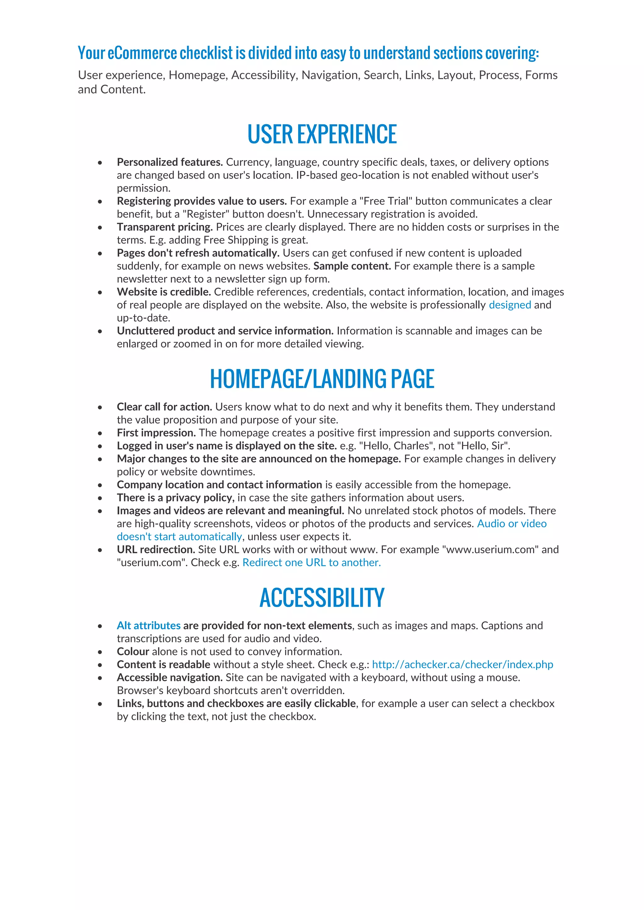 eCOMMERCE CONVERSION CHECKLIST | PDF