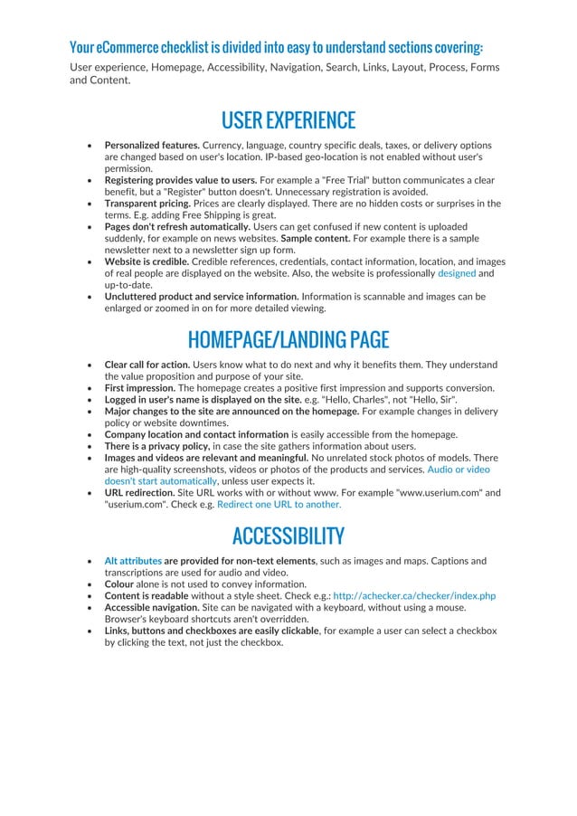 eCOMMERCE CONVERSION CHECKLIST | PDF