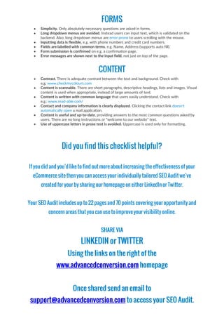 eCOMMERCE CONVERSION CHECKLIST | PDF