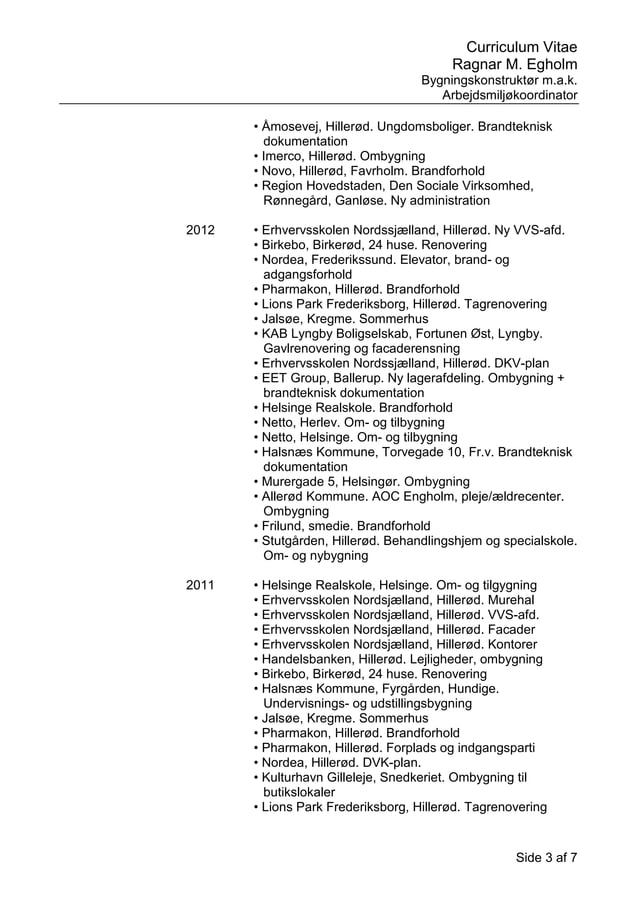 Curriculum Vitae Ragnar M. Egholm | PDF