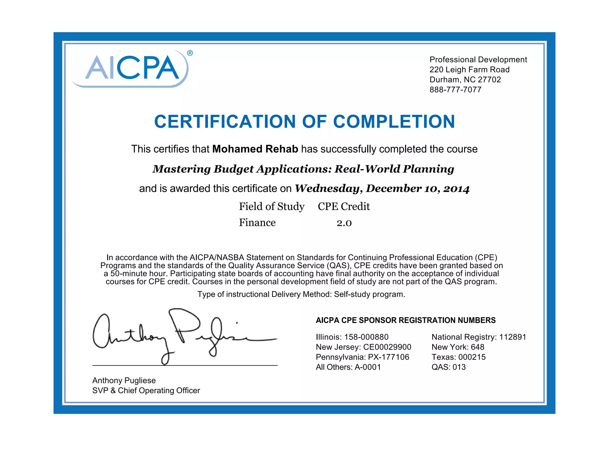 Mastering Budget Applications-Real World Planning-AICPA- Certificate | PPT