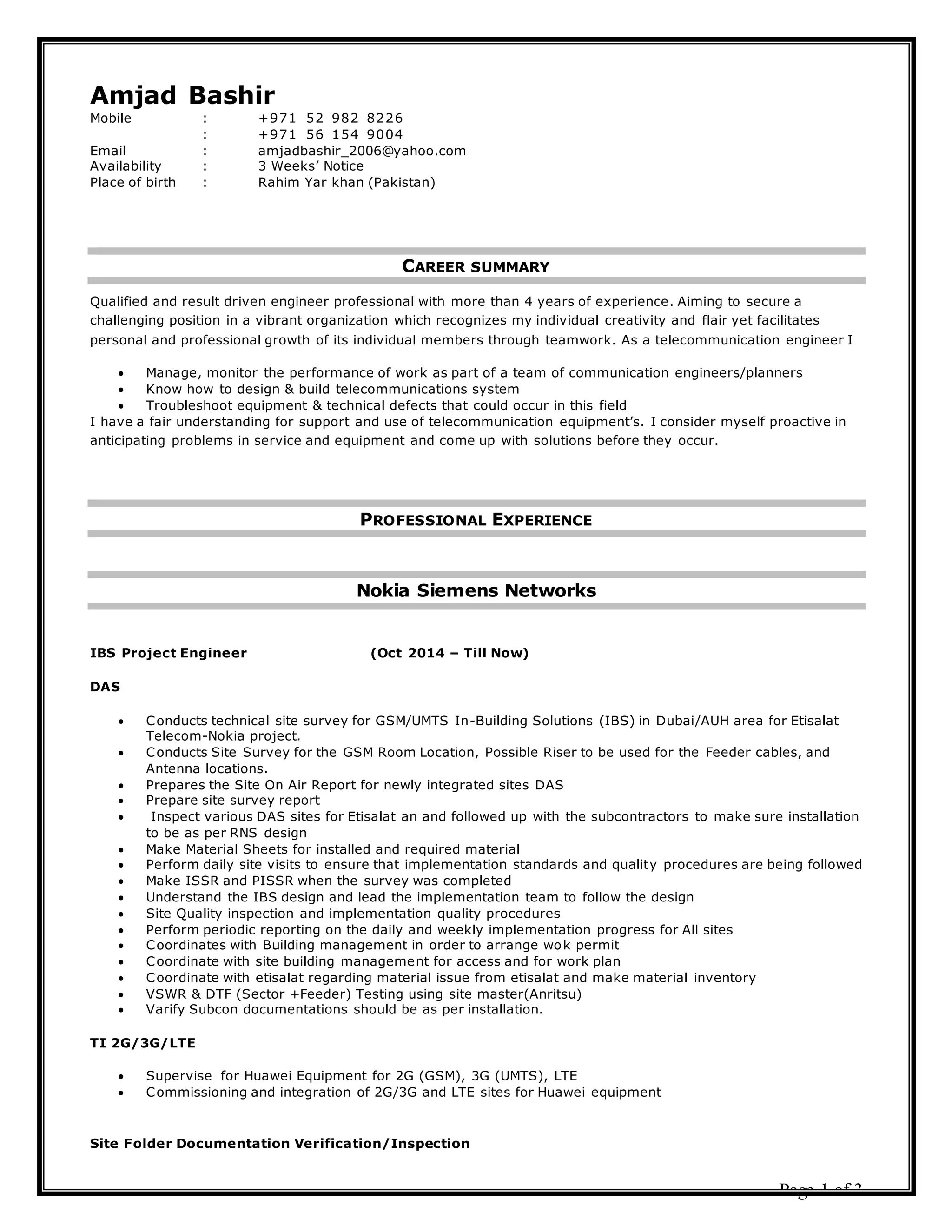 Amjad Resume Mar 2015 | DOCX | Computer Networking | Computing