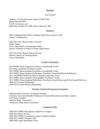 Resume 2015 | DOC | College Sports | Sports