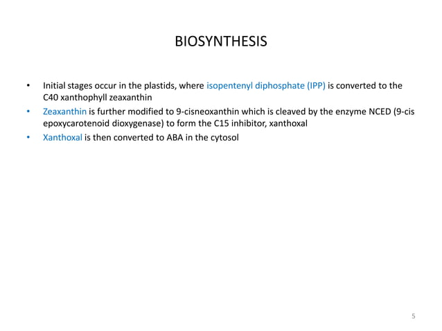 Abscisic acid biosynthesis and function | PPTX | Chemistry | Science