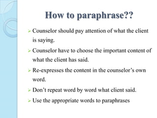 Skills in Counseling | PPT