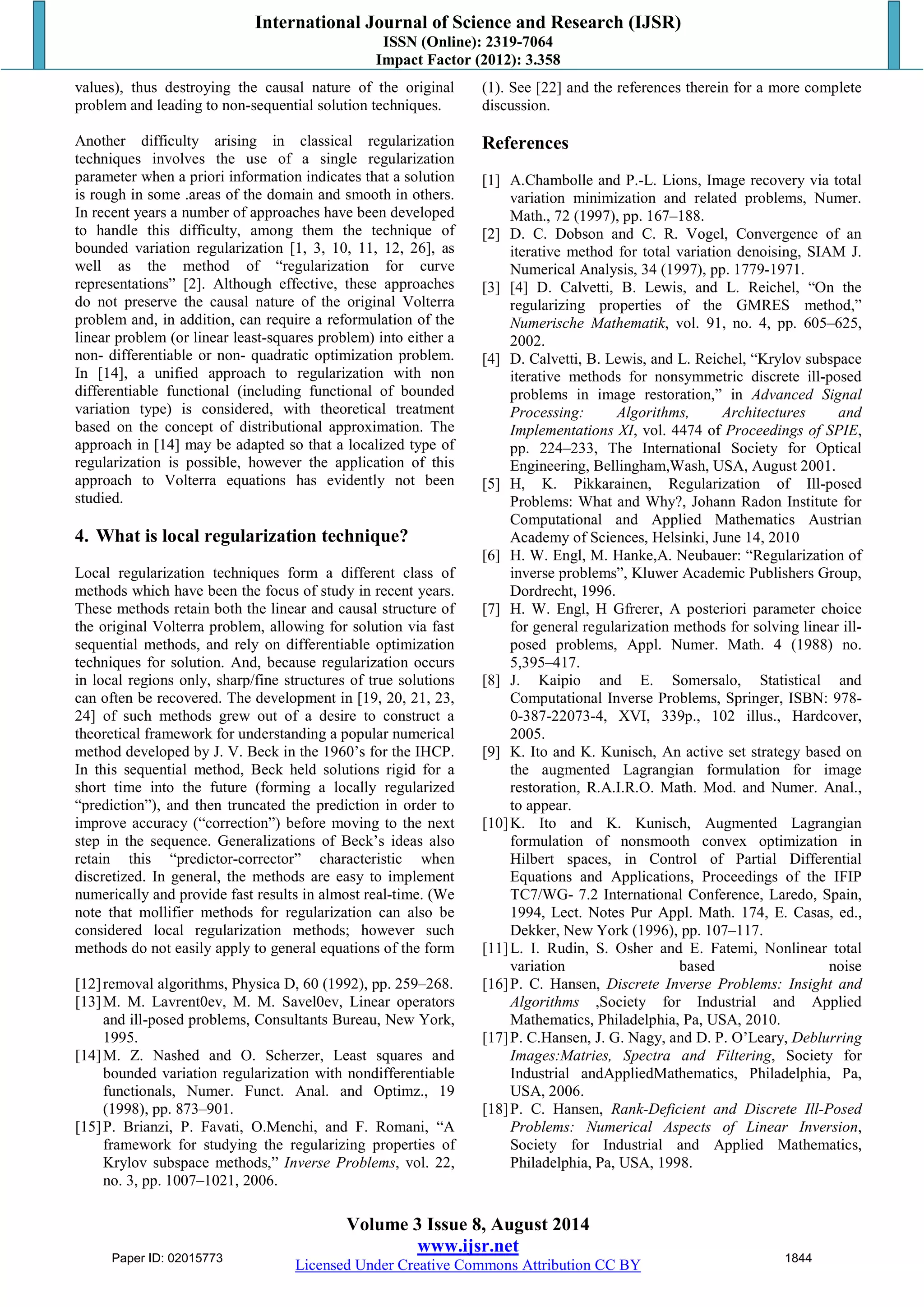 Regularization Methods to Solve | PDF