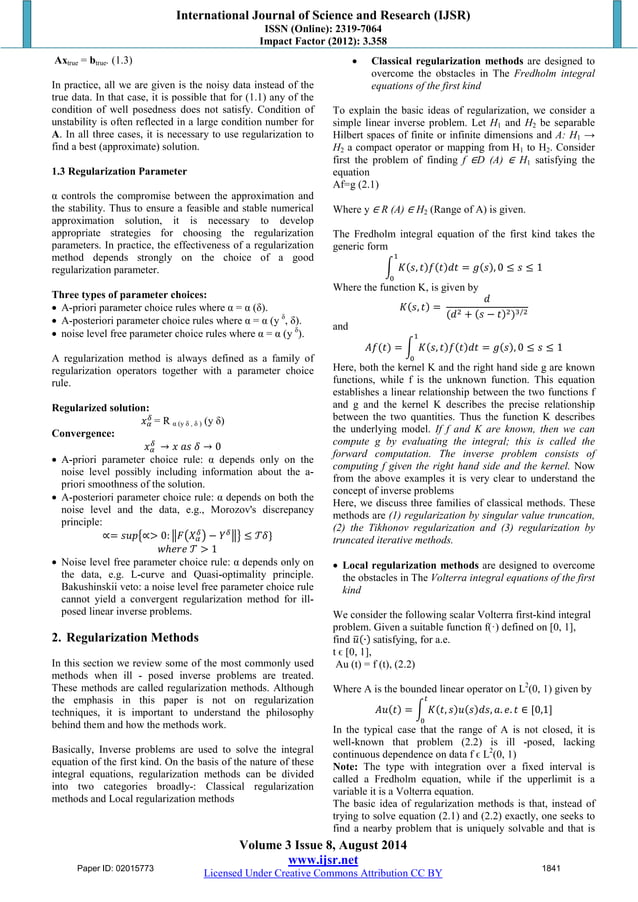 Regularization Methods to Solve | PDF