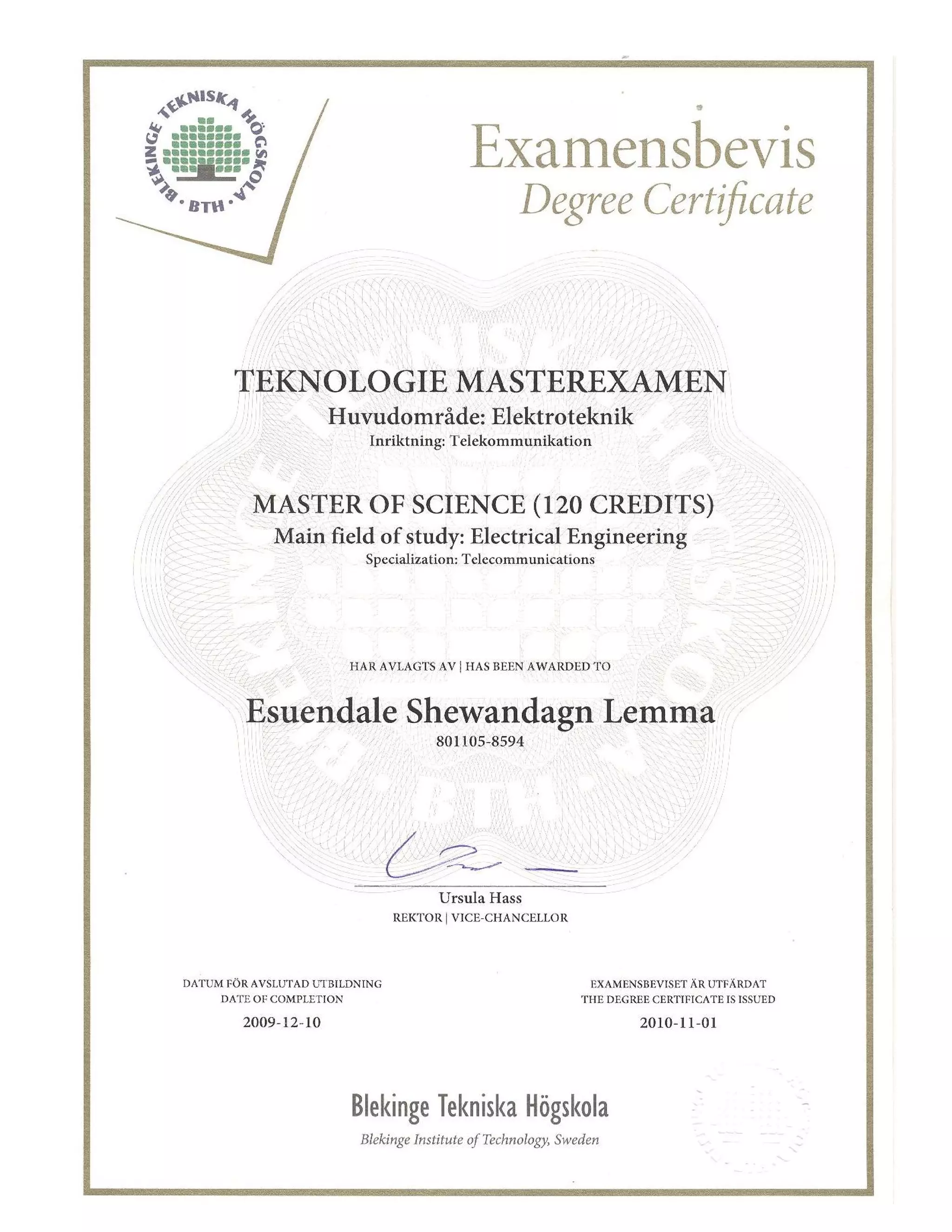 MSc degree certificate | PDF